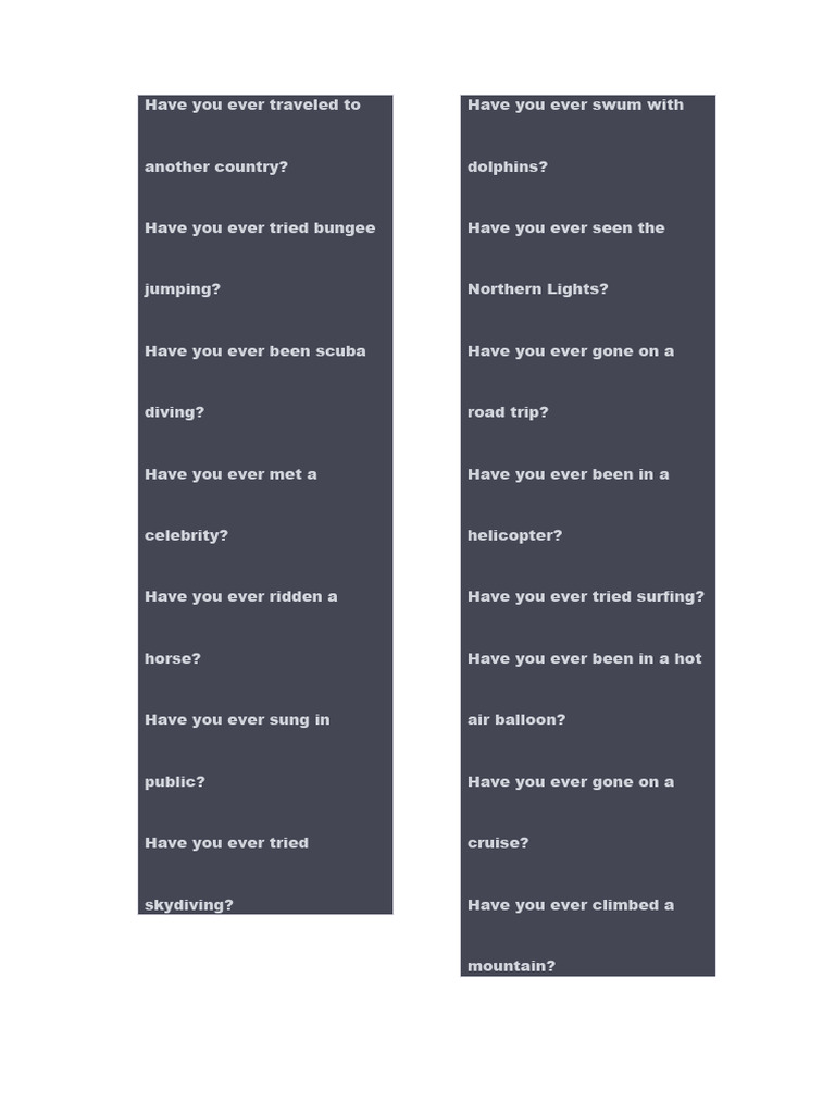 Have You Ever Traveled To Another Country | PDF