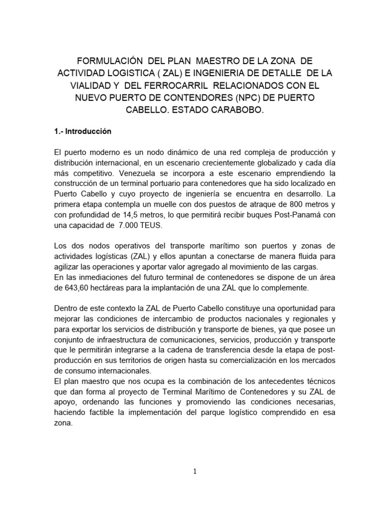 Propuesta Tecnica y Economica. Zal 12-12-12 | PDF | Puerto | Logística