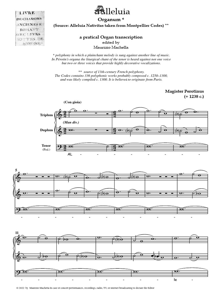 (Free Scores - Com) Perotin Alleluia Organum Source Alleluia Nativitas ...