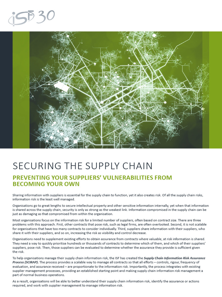 ISF Securing The Supply Chain Executive Summary 2020 | PDF | Supply ...