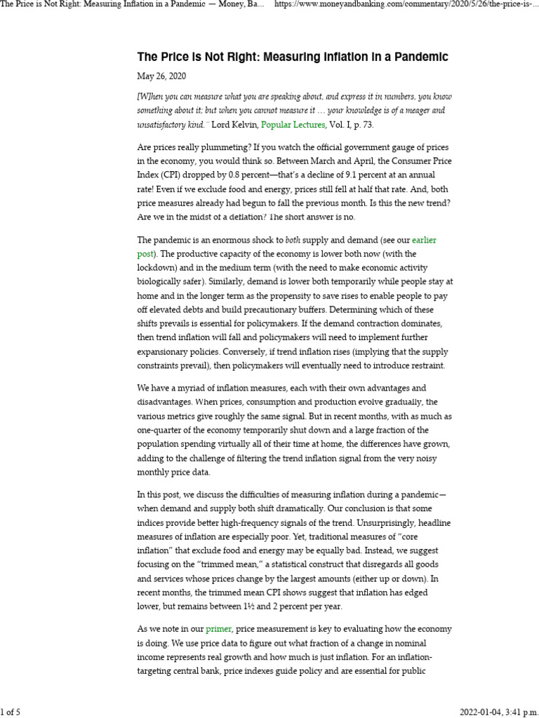 Inflation Measurement in Pandemic | PDF | Consumer Price Index ...