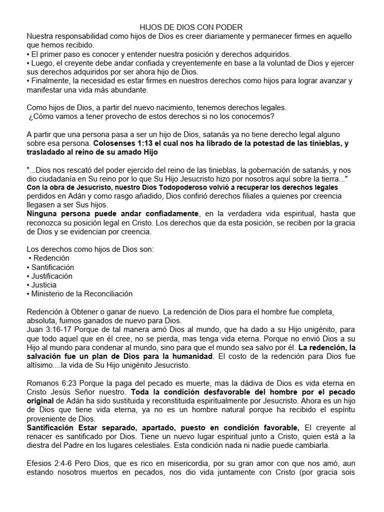 Hijos de Dios Con Poder | PDF | Cristo (título) | La resurrección de Jesús