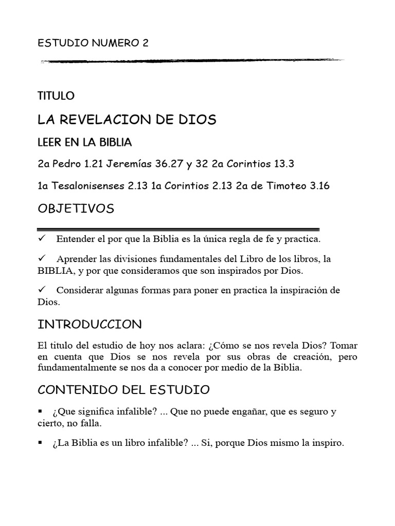 Estudio#2La Revelación de Dios | PDF | Biblia | Viejo Testamento