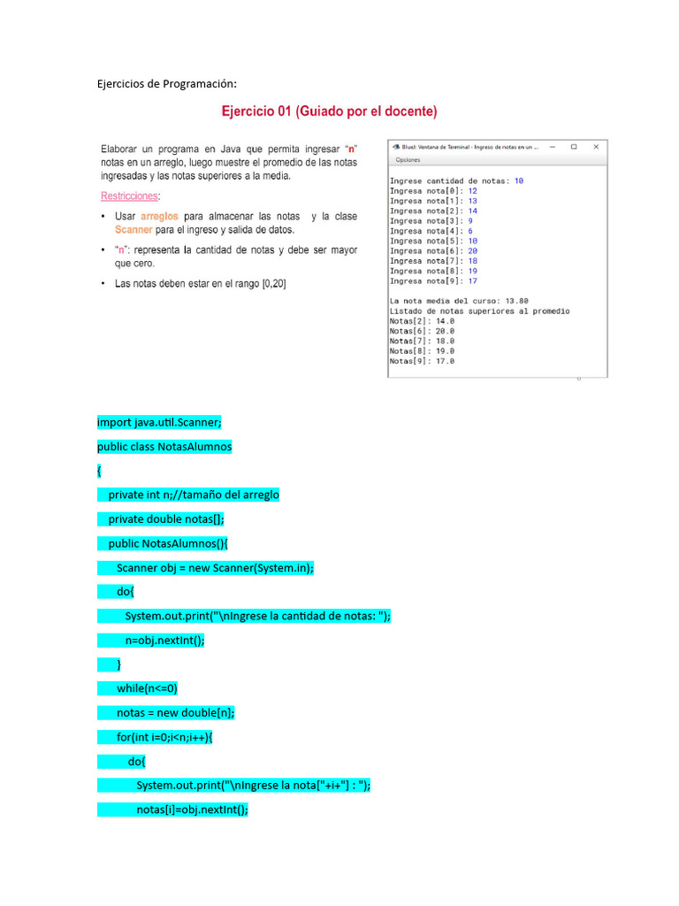 Ejercicios de Programación | PDF | Programación de computadoras | Programación orientada a objetos