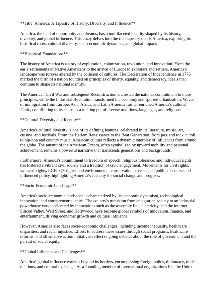 America | PDF | The United States | Multiculturalism