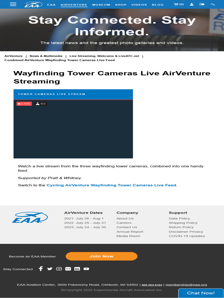 Combined AirVenture Wayfinding Tower Cameras Live Feed | PDF