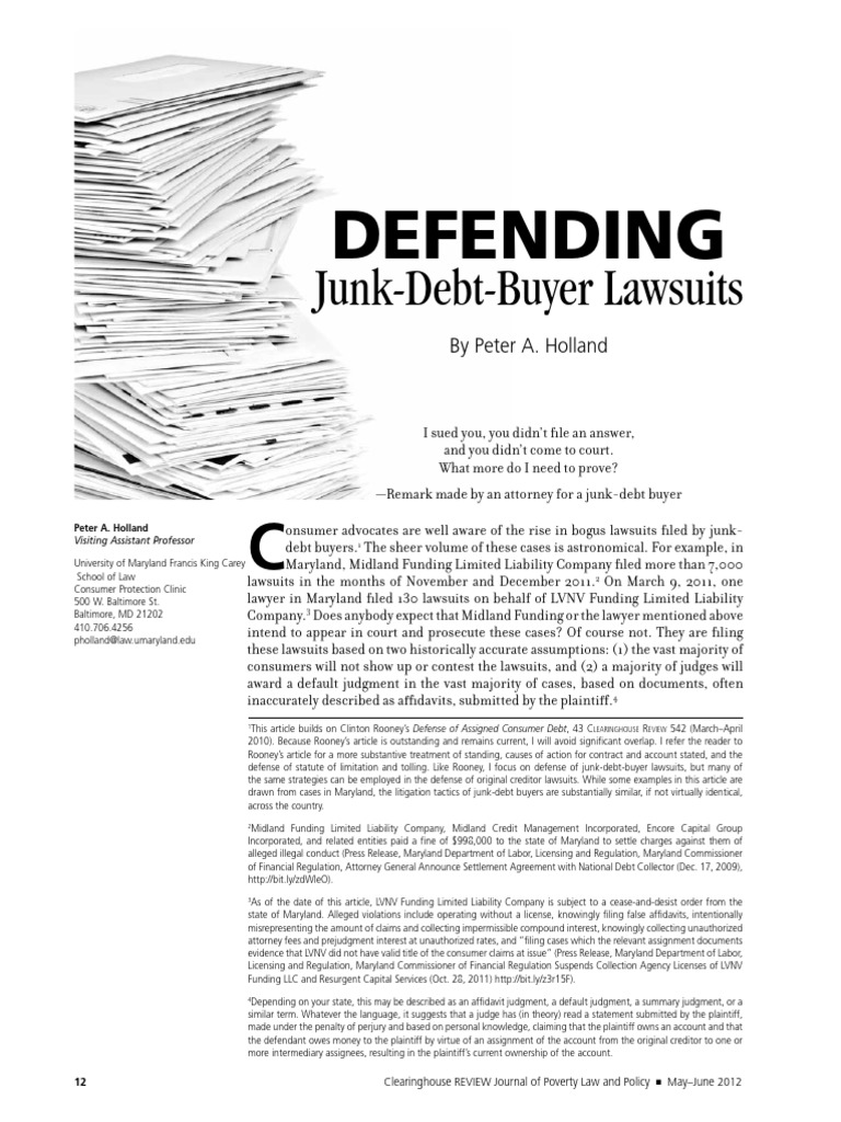 Defending Against Junk Debt Buyer Lawsuits | PDF | Lawsuit | Affidavit