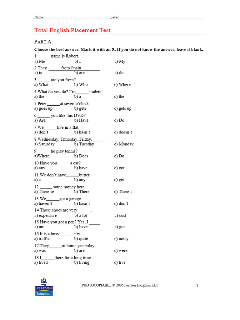 Placement Test | PDF