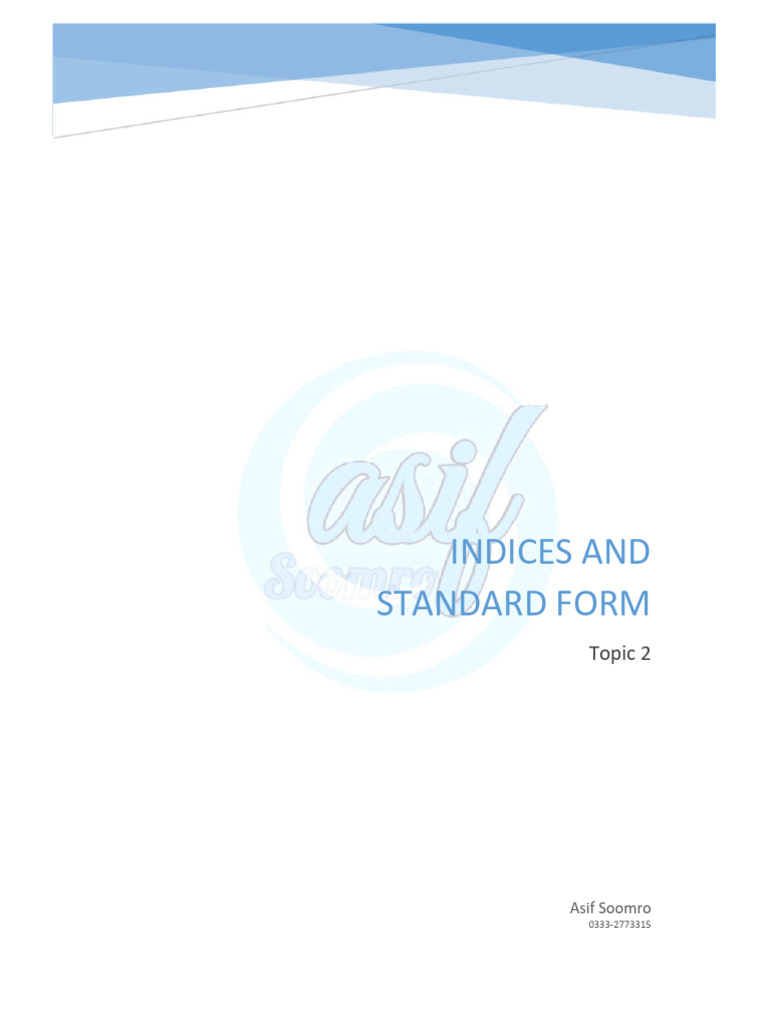 Topic 2 Indices and Standard Form | PDF | Significant Figures | Mathematics