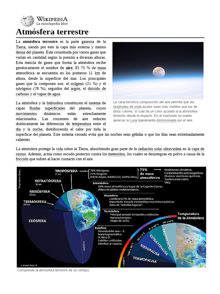 Composición y características de la atmósfera | PDF | Atmósfera de ...
