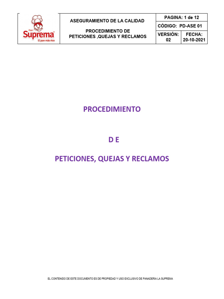 Procedimiento PQRS | PDF | Calidad (comercial) | Business