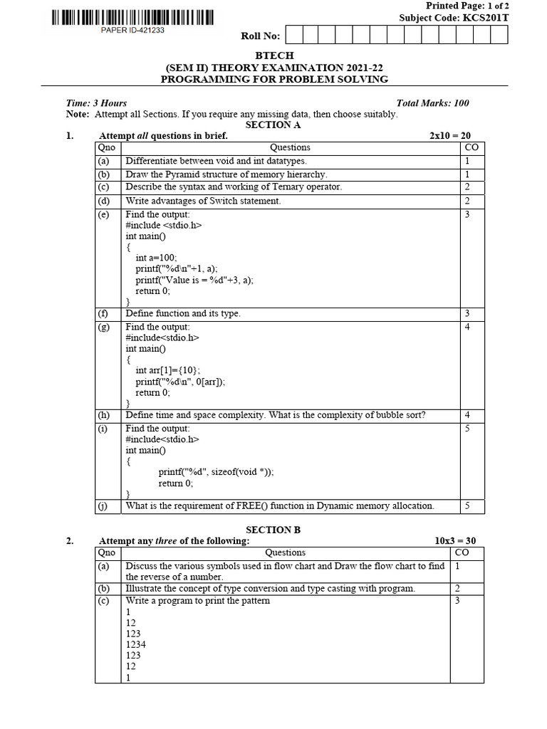 Time 3 Hours Total Marks 100 Pdf Software Development Computer Engineering 8175