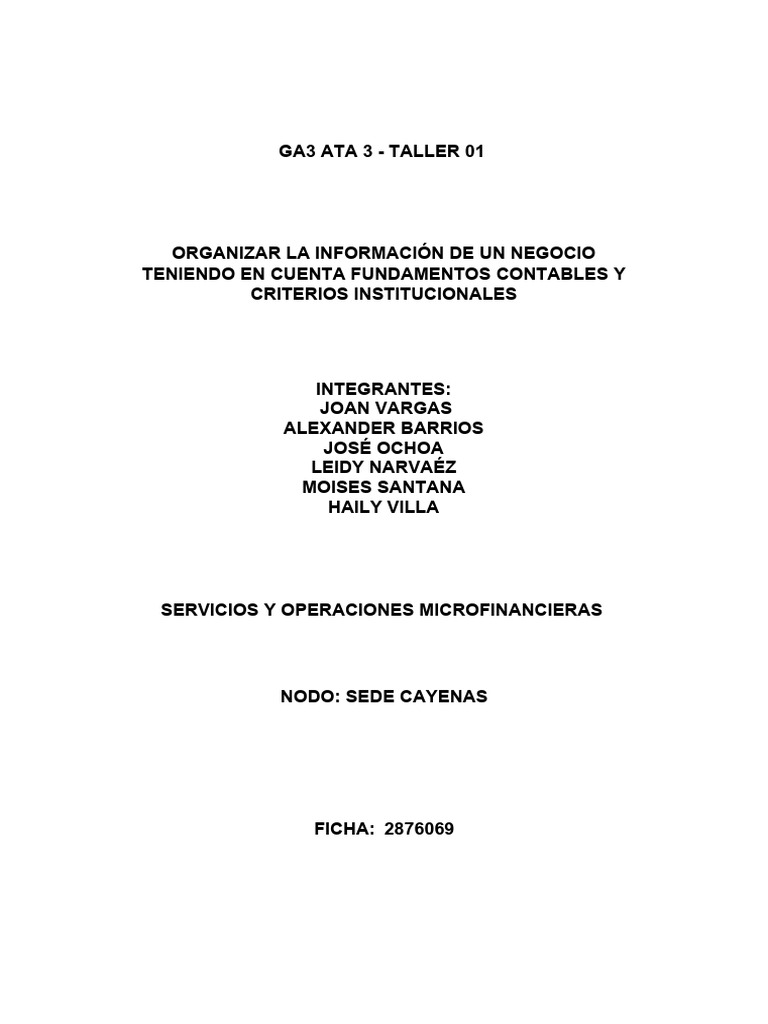 Ga3 Ata3 Taller 01 JVS | PDF | Contabilidad | Business
