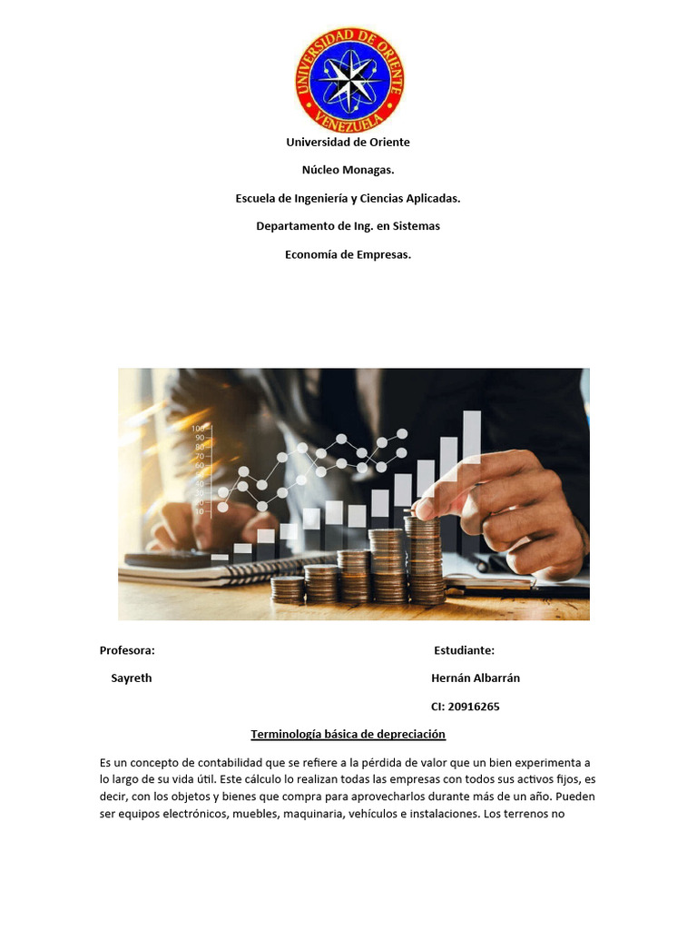 TRABAJO DEPRECIACION | Descargar gratis PDF | Depreciación | Contabilidad financiera