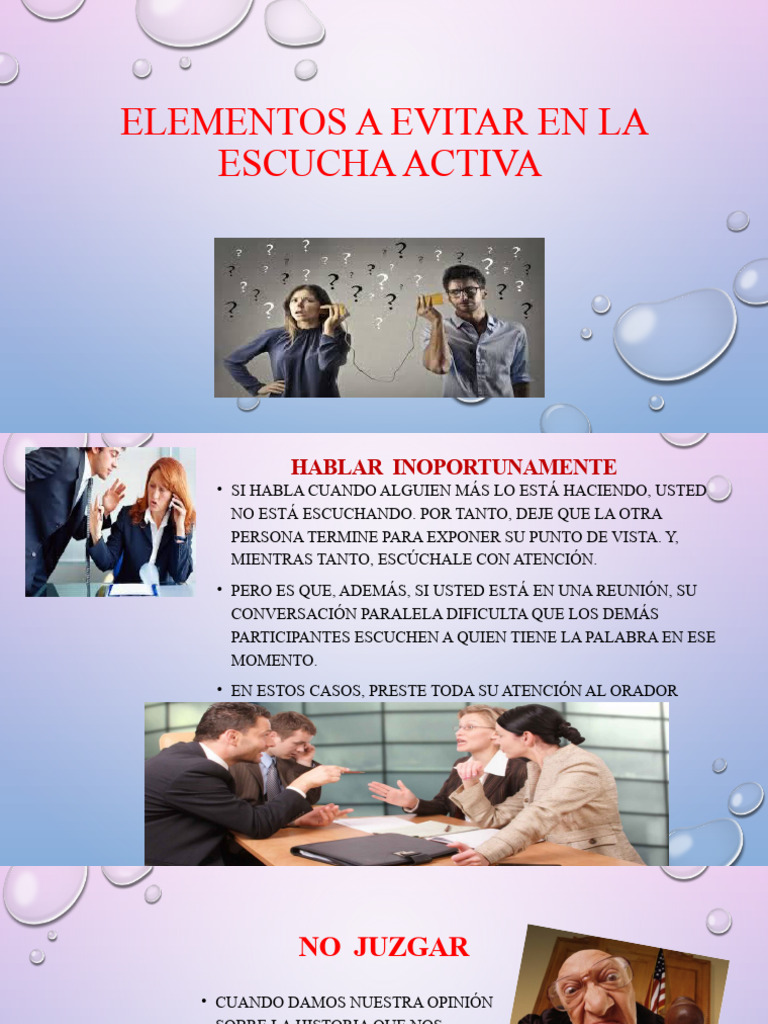 Elementos a evitar en la escucha activa | PDF | Comunicación no verbal | Comunicación