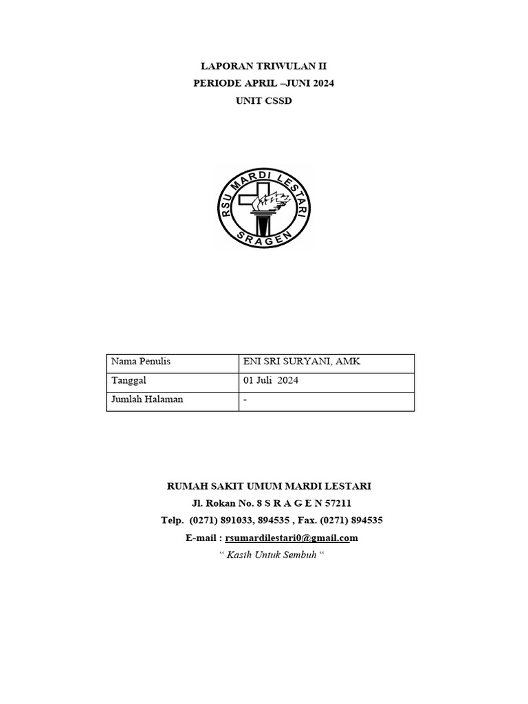 Laporan Triwulan Ii 2024 CSSD | PDF