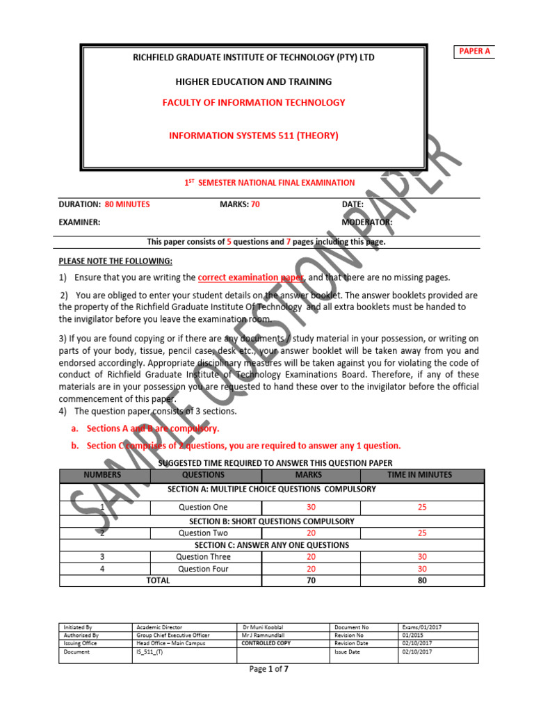 IS 511 Exam Paper Overview | PDF | Computer Data Storage | Central ...
