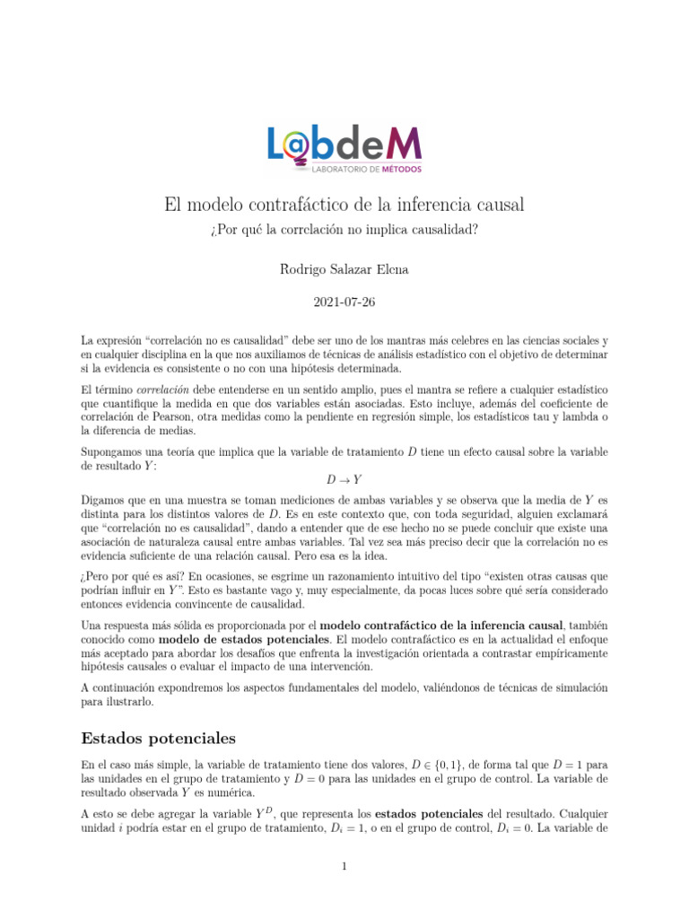 El Modelo Contrafáctico de La Inferencia Causa | PDF | Estimador | Estadísticas
