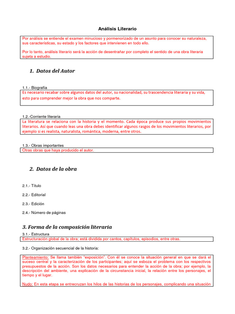 Guía Formato Analisis Literario | PDF | Narración