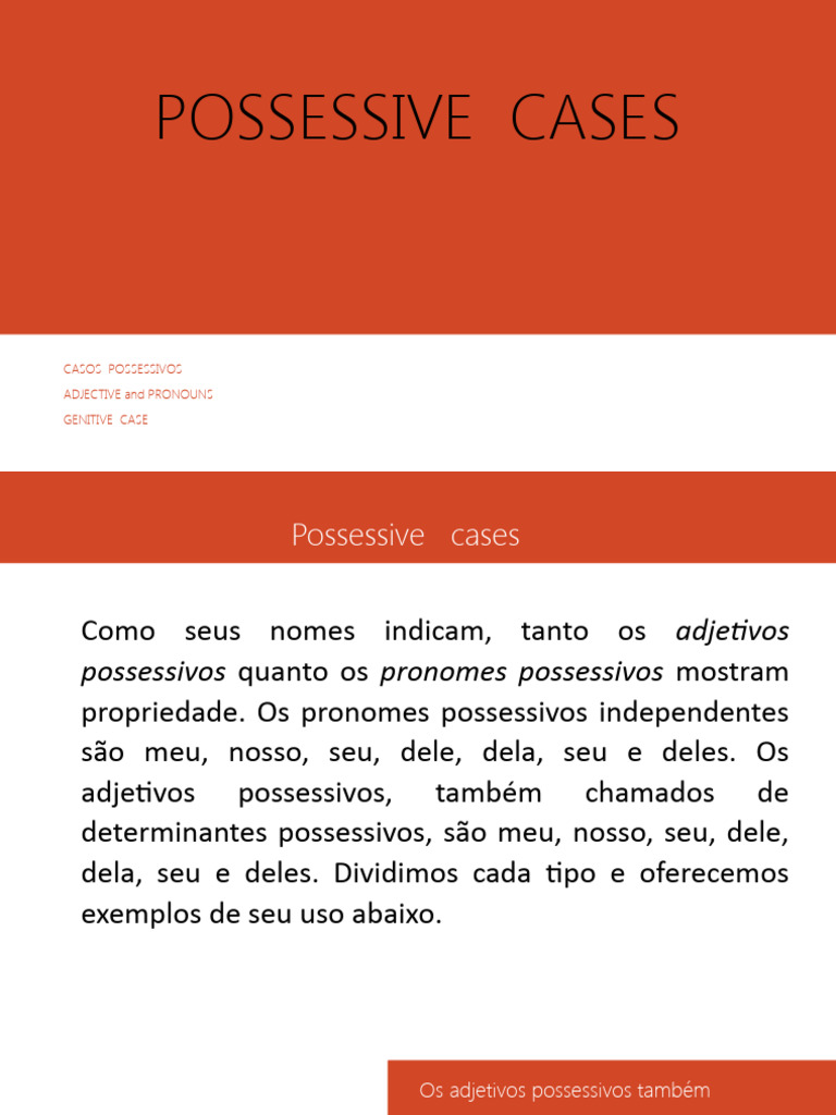 Possessive Cases - 1ano | PDF | Pronome | Gramática