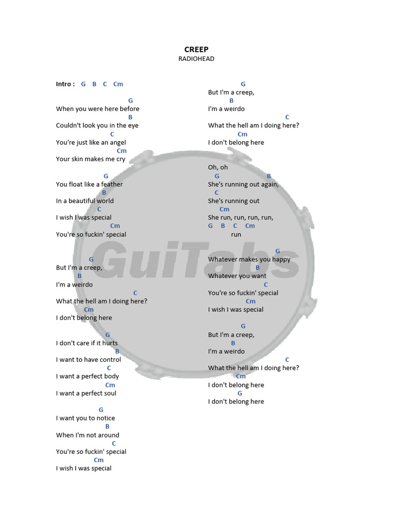 Creep - Lyrics & Chords | PDF