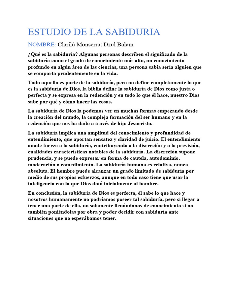 Sabiduría Divina: Definición y Tipos | PDF | Sabiduría