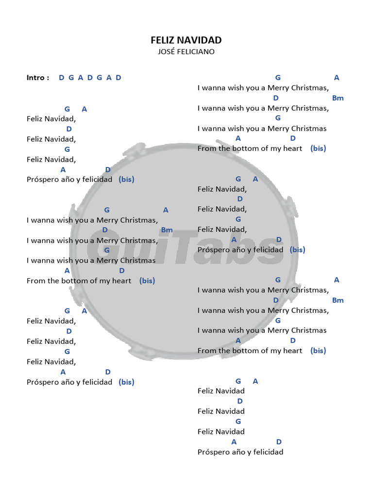 Feliz Navidad - Lyrics & Chords | PDF | Tradiciones estacionales ...