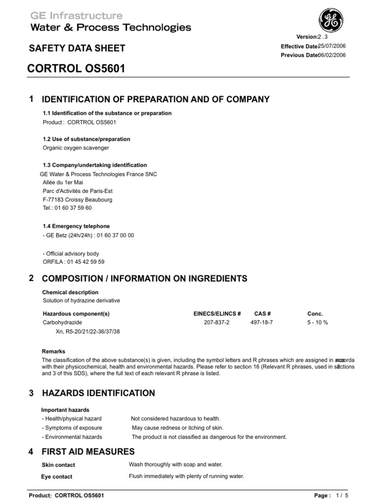 CORTROL OS5601 | PDF | Personal Protective Equipment | Waste