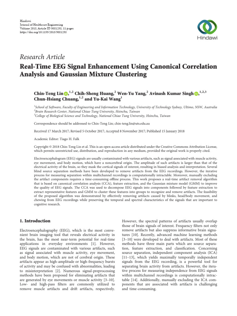 Real-Time EEG Signal Enhancement Using Canonical Correlation Analysis ...