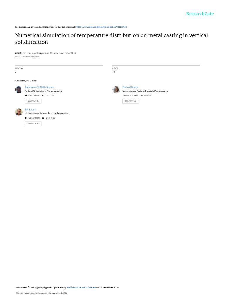 Numerical Simulation of Temperature Distribution o | PDF | Heat | Heat ...