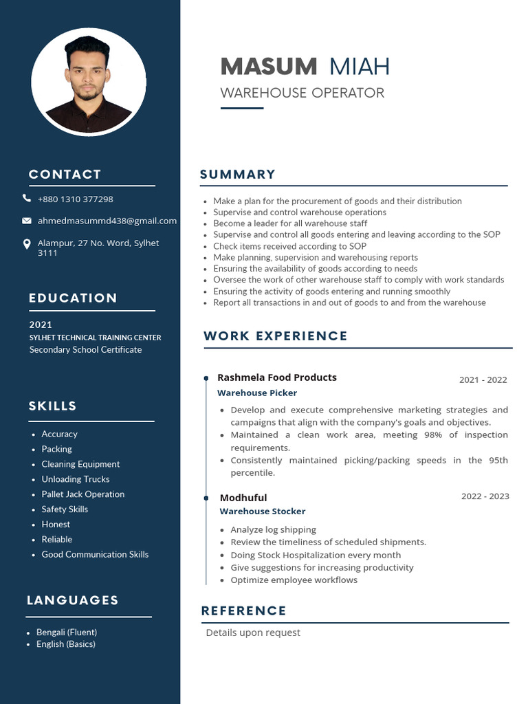 Masum Miah CV Resume | PDF | Warehouse | Business
