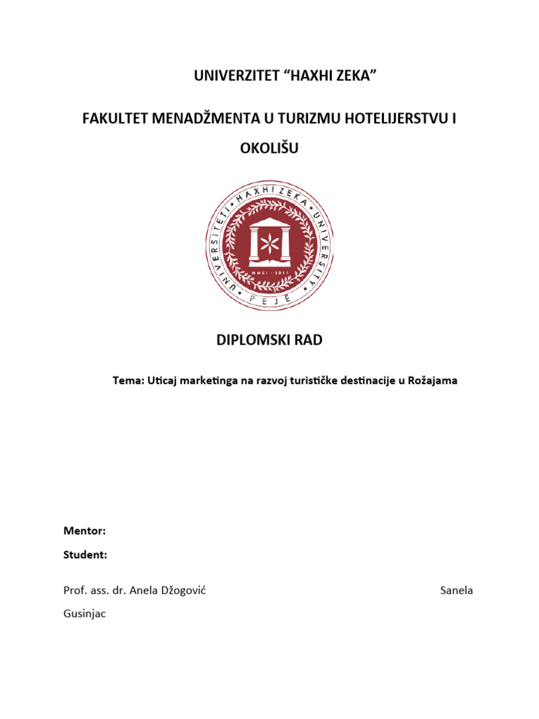 Diplomski Rad Sanela Gusinjac | PDF