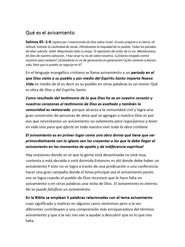 Entendiendo el Avivamiento Espiritual | PDF | Renacimiento cristiano | Dios