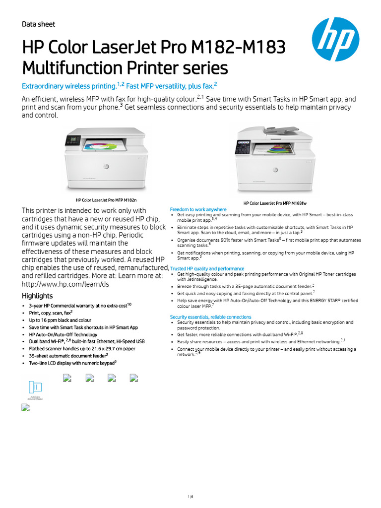 HP Laserjet m183fw | PDF | Image Scanner | Printer (Computing)
