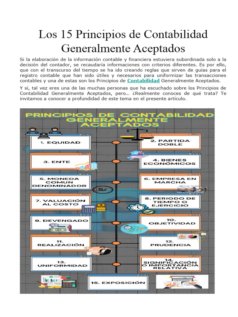 Los 15 Principios de Contabilidad word | PDF | Contabilidad | Business