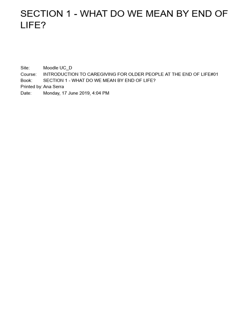 Section 1 - What Do We Mean by End of Life | PDF | Palliative Care ...
