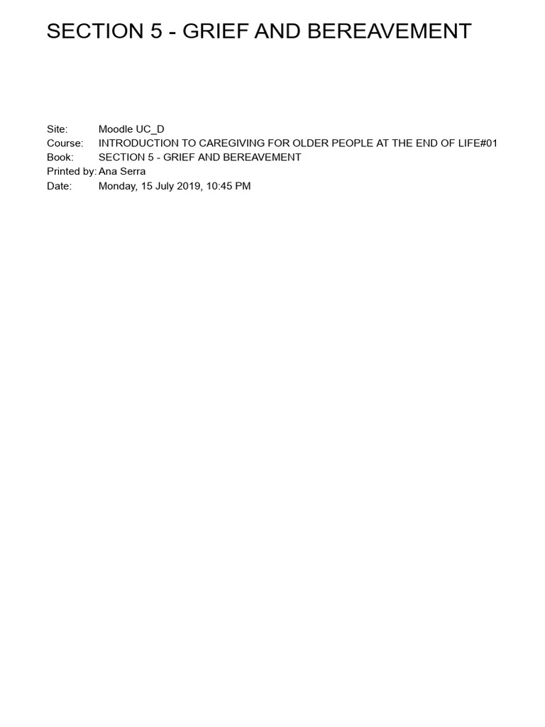 Section 5 - Grief and Bereavement | PDF | Grief | Caregiver