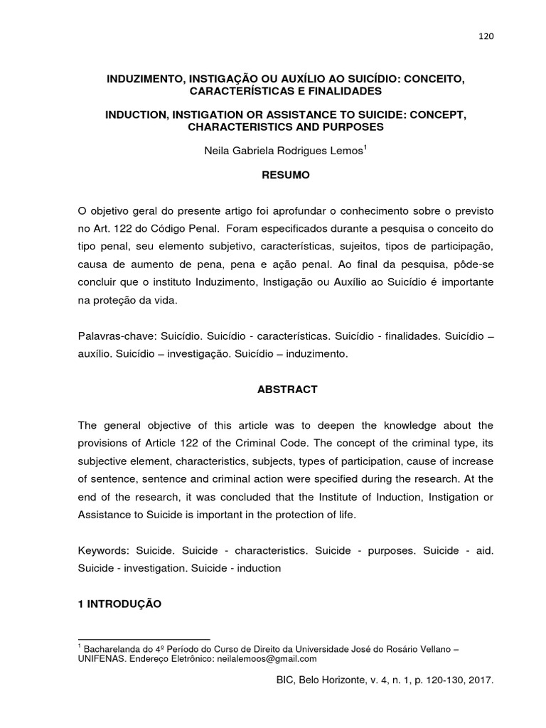 Documento TCC Referencia | PDF | Lesão corporal (crime) | Intenção ...