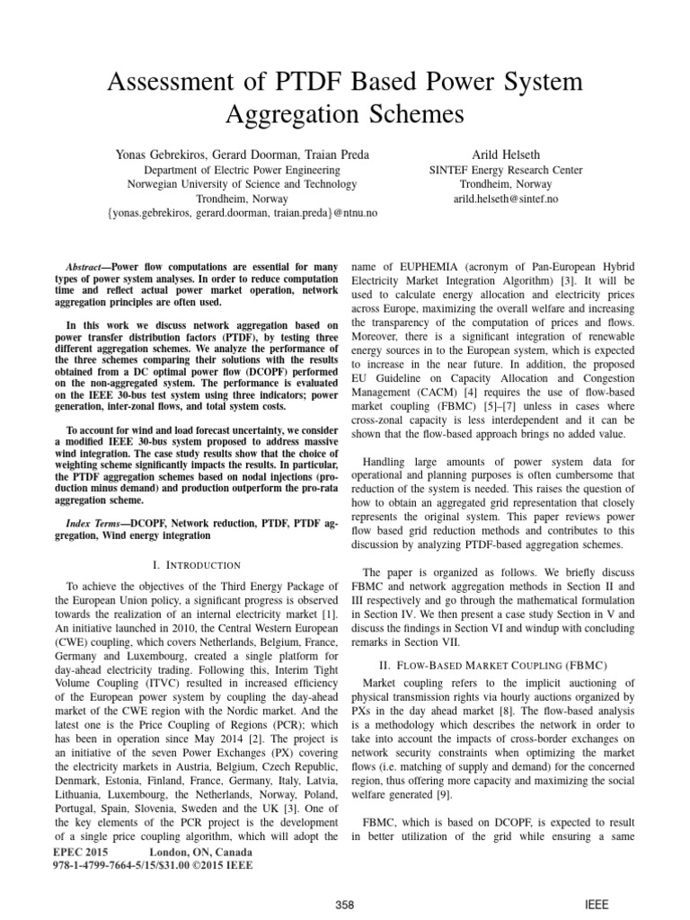 Assessment of PTDF Based Power System Aggregation Schemes | PDF ...
