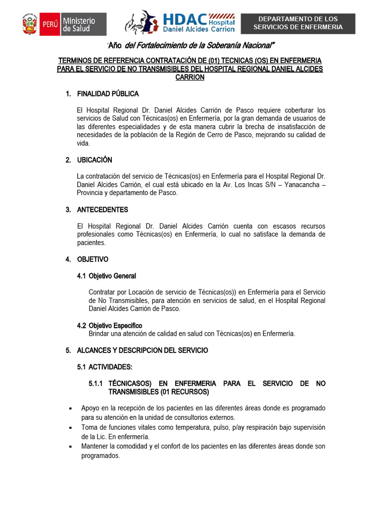 Tdr. Tec No Transmisibles | PDF | Enfermería | Hospital