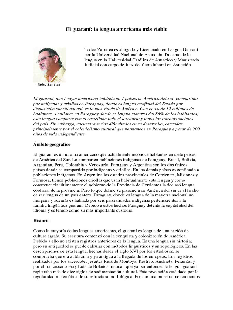 Guarani History | PDF | Lengua española | Dialecto
