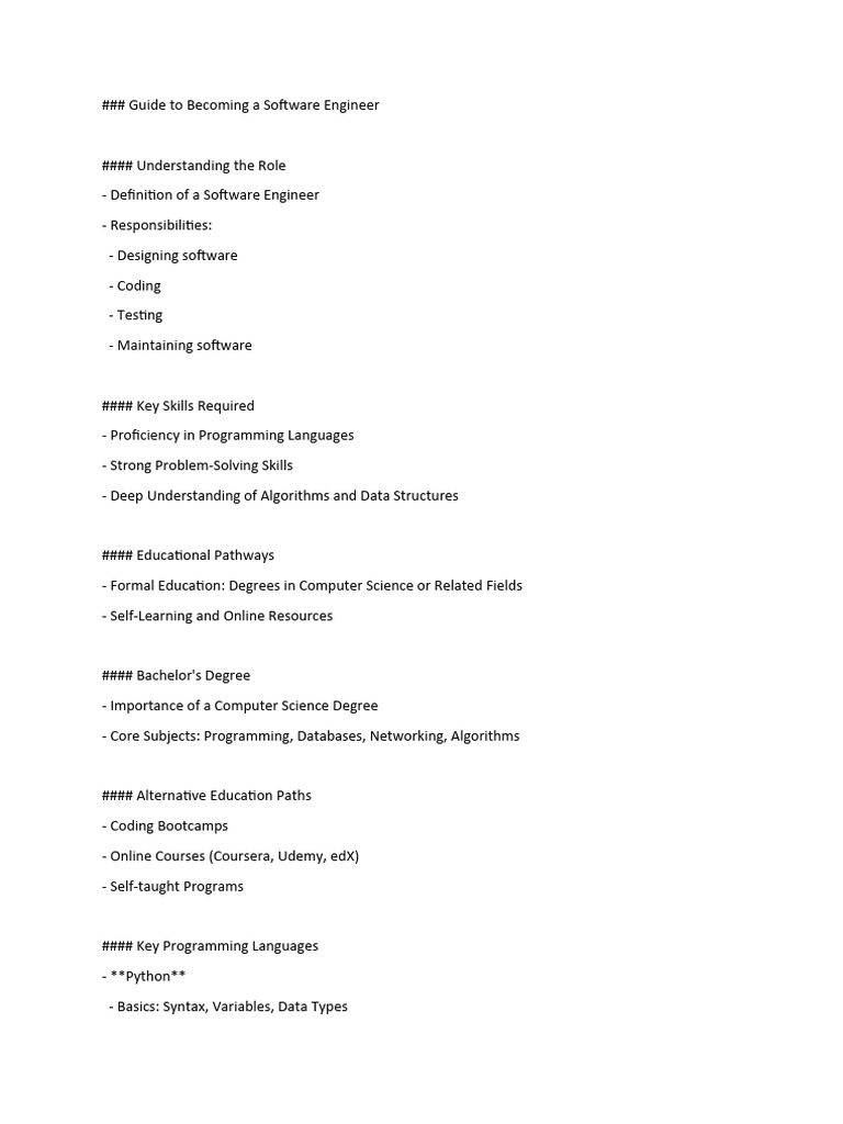Guide To Becoming A Software Engineer | PDF | Computer Programming | Integrated Development ...
