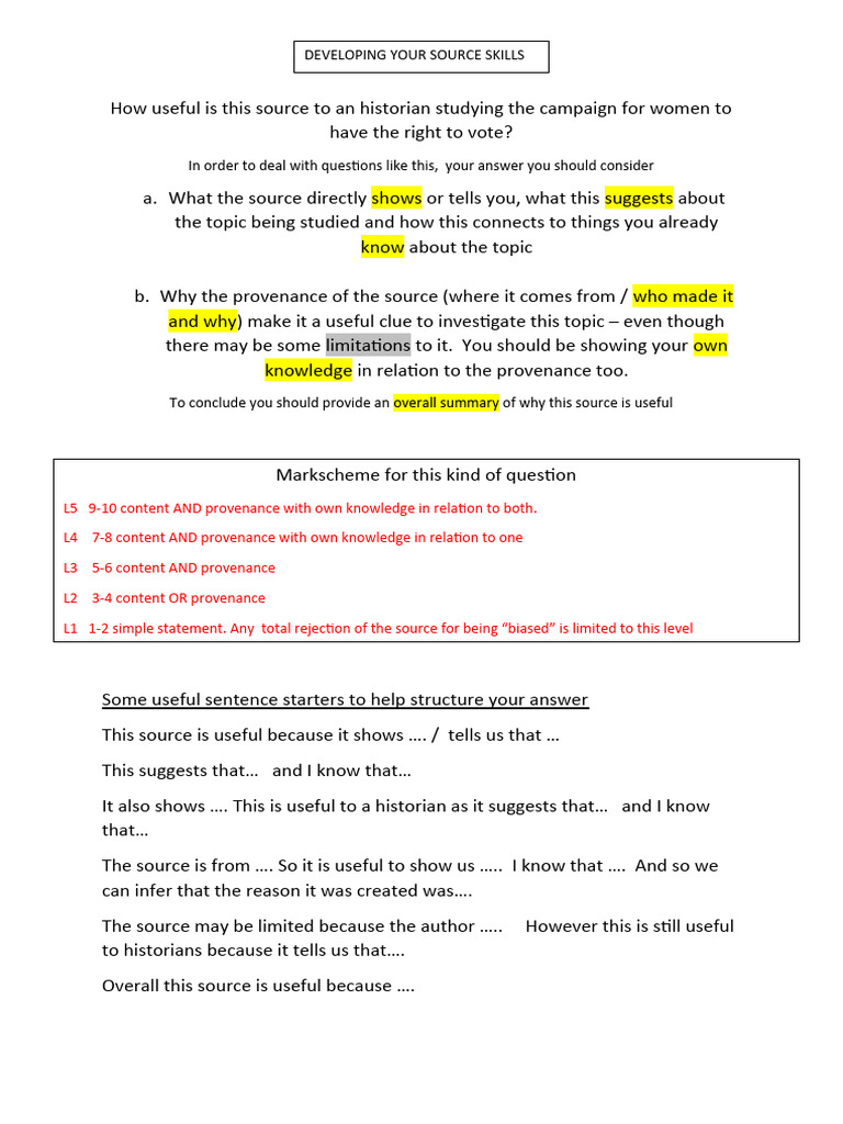 Evaluating a Suffragist Source's Usefulness | PDF | Knowledge