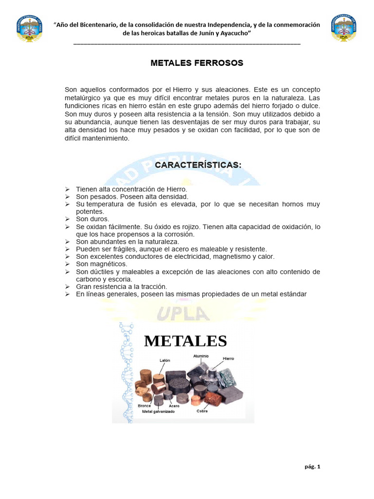 Metales Ferrosos y No Ferrosos: Características | PDF | Hierro | Rieles