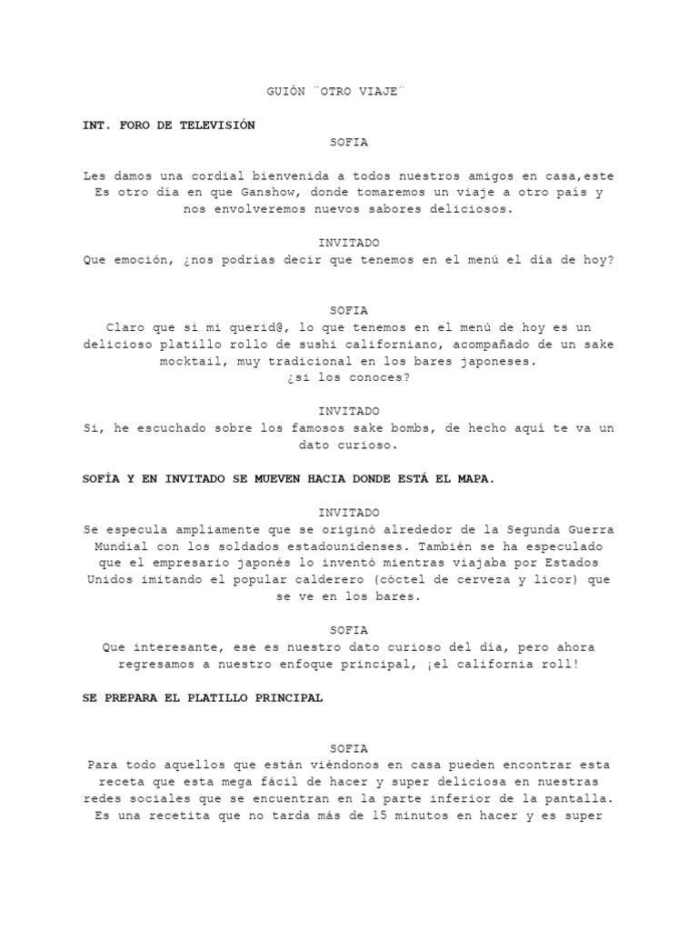 Guión Otro Viaje | PDF