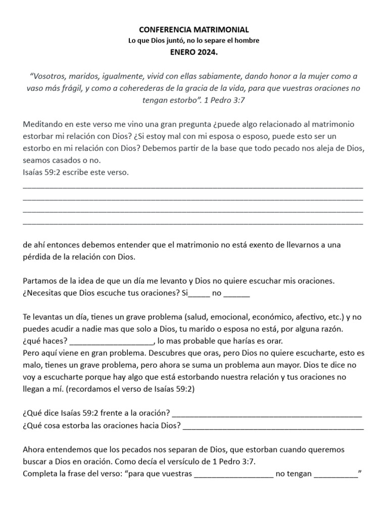CONFERENCIA MATRIMONIAL El Perdon | PDF | Oración | Perdón