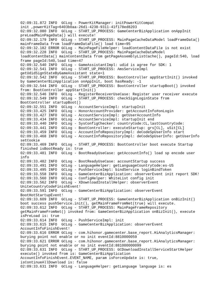 GameCenter Startup Process Log Analysis | PDF | Computer Data | Data Transmission