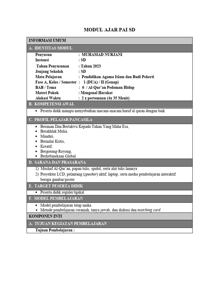 Modul Ajar Pai SD | PDF