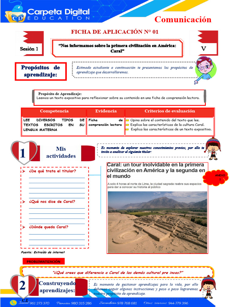 1° - Ficha - de - Aplicación Sesión1 Sem.1 Exp.4 Com | PDF