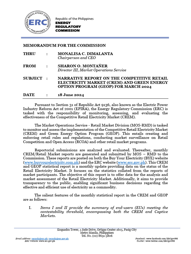 Monthly Statistical Data Report For March 2024 With Narrative | PDF ...